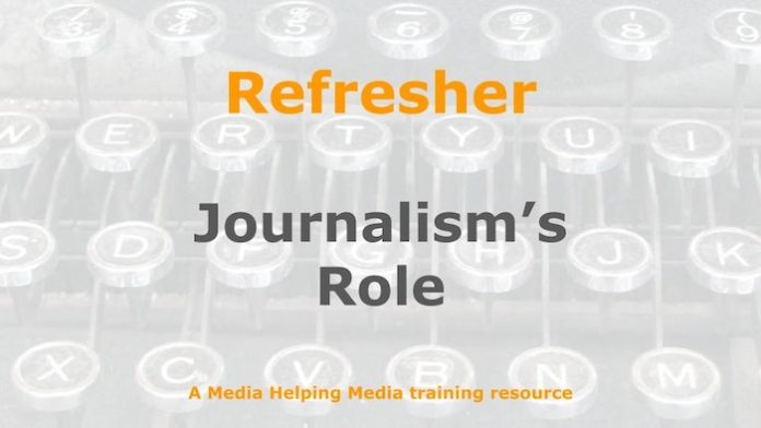 Refresher: The role of journalism in society - Media Helping Media